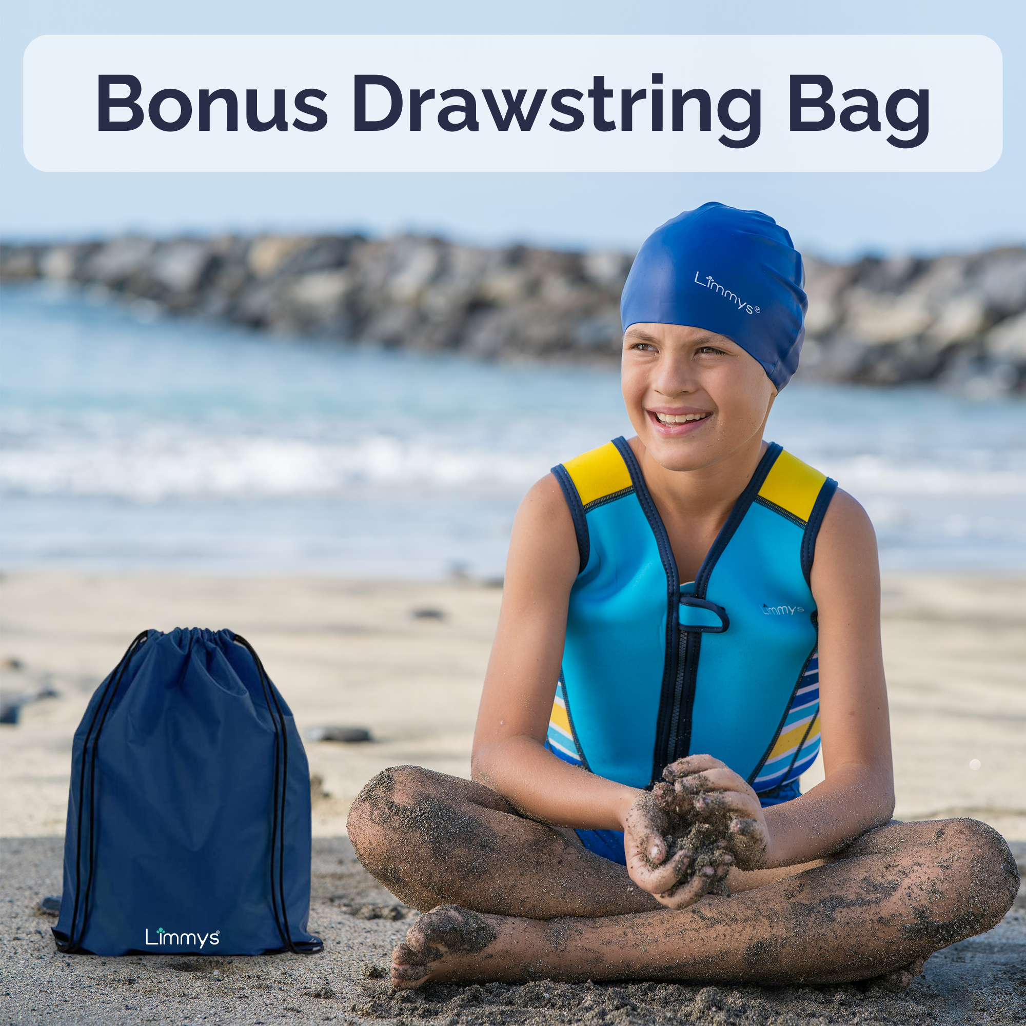 Premium Neoprene Swim Vest - Azure Blue – Limmys